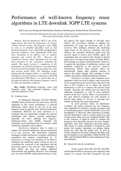 Pdf Performance Of Well Known Frequency Reuse Algorithms In Lte
