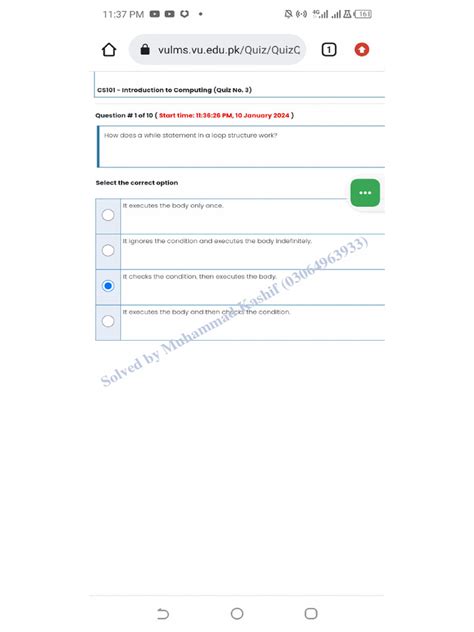 Cs101 Quiz 3 Fall 2023 24 Vu By Muhammad Kashif Pdf