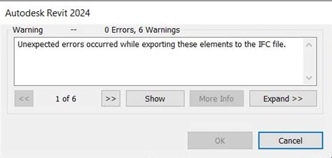 Unexpected Errors Occurred While Exporting These Elements To The IFC