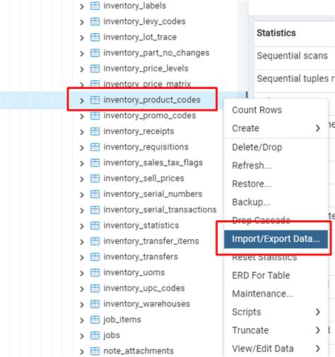 Product Codes Import With Pgadmin Spire Systems