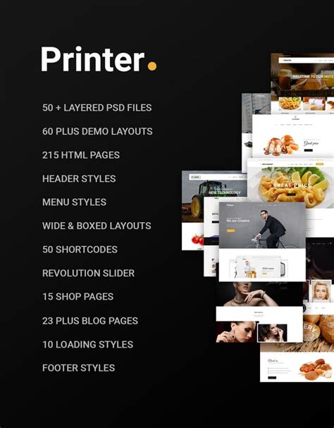 Printer Responsive Multipurpose Html5 Template Site Templates