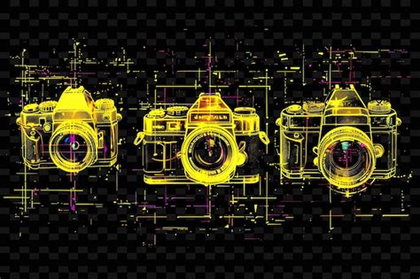 premium psd flickering neon cameras capturing glitched camera texture ma y2k texture shape