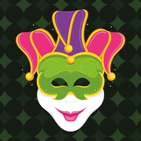 Jester Mask With Colored Details For Carnival Vector Stock Illustration