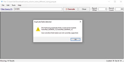 Bug Cannot Open Parquet File With 2 Similar Column Names Different