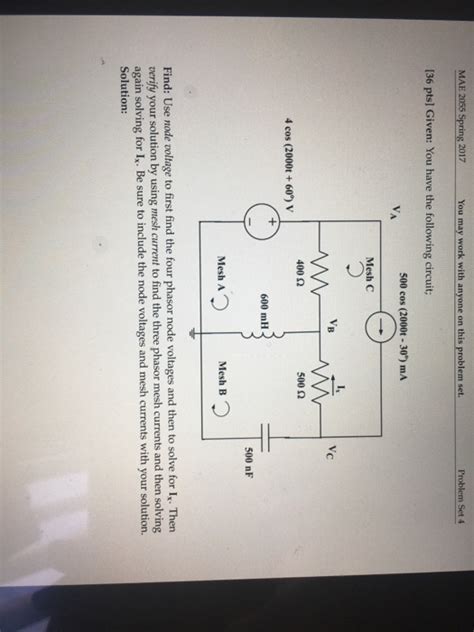 Solved You Have The Following Circuit Use Node Voltage To Chegg