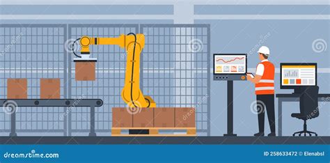 engineer monitoring and conrtrolling a robotic carm stock vector illustration of engineer