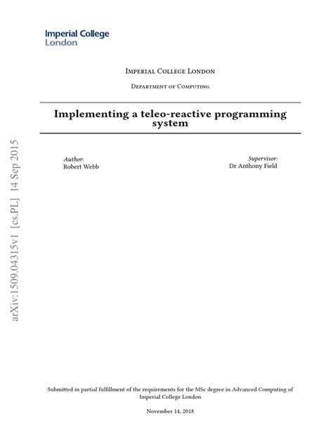Teleo Reactive Programming Download Free Pdf Software Engineering Computer Science