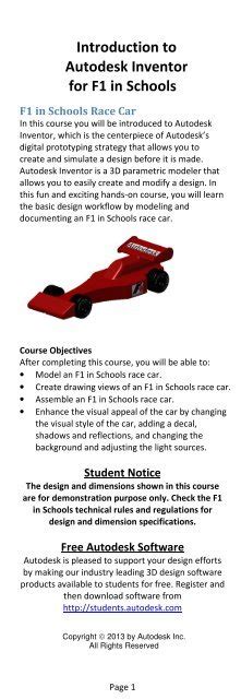 introduction to autodesk inventor for f1 in schools