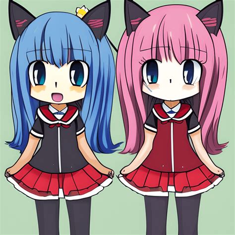 Anime Cat Girl Kawaii Chibi Uniform Hat Shoe Cartoon · Creative Fabrica