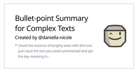 Bullet Point Summary For Complex Texts Bullet Point Summary For Complex Texts