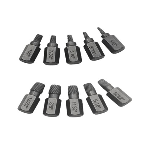 Set Of English Hex Screw Extractors For Damaged Stripped Or Threaded