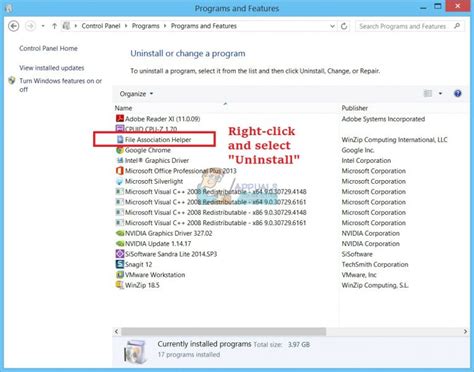 how to uninstall file association helper