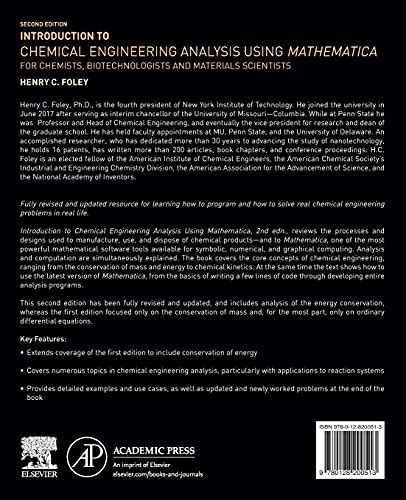 pre owned introduction to chemical engineering analysis using mathematica for chemists