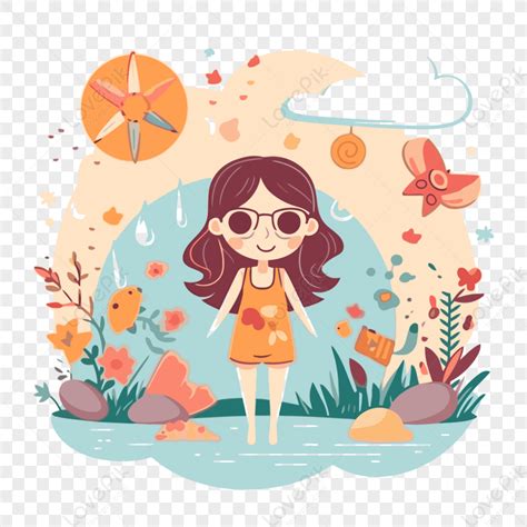 귀여운 여름 벡터상표만화클립 아트