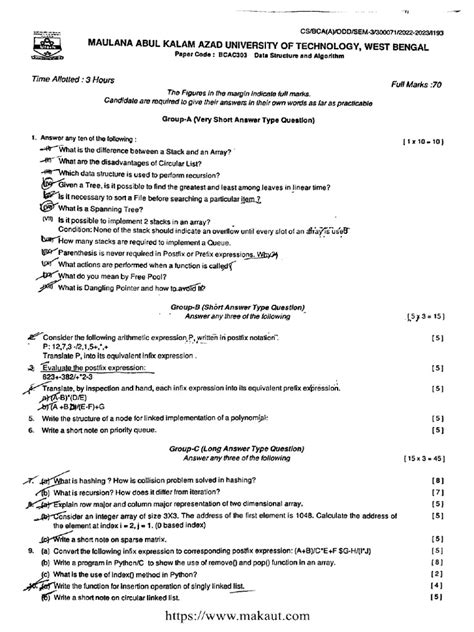 Bca 3 Sem Data Structure And Algorithm Bcac303 2023 Pdf