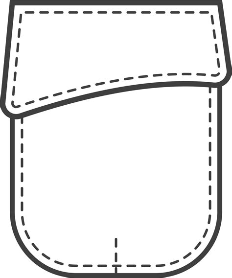 Pocket Patch Element For Uniform Or Casual Style Clothes Dresses And Shirts Outline