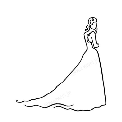 Bride Hand Drawn Line Art Illustration Instant Download Etsy Line