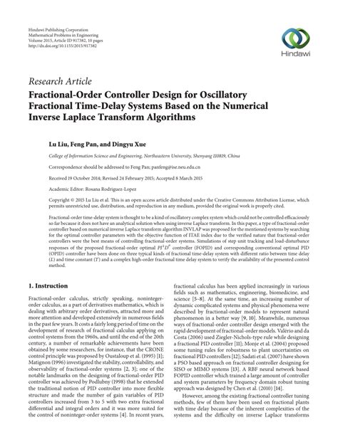 Pdf Fractional Order Controller Design For Oscillatory Fractional Time Delay Systems Based On