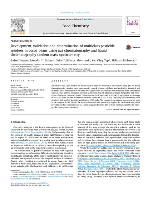 Pdf Development Validation And Determination Of Multiclass Pesticide