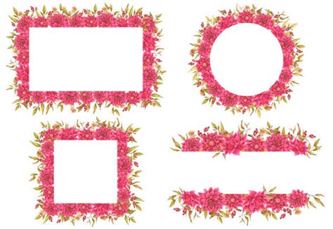 80 Chrysanthemums Floral Corner Border Design Stock Illustrations