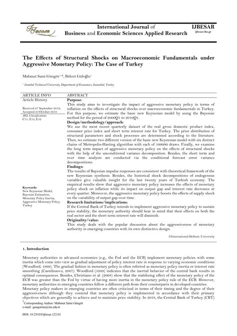 Pdf The Effects Of Structural Shocks On Macroeconomic Fundamentals Under Aggressive Monetary