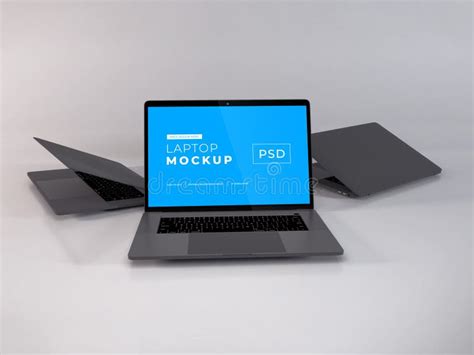 Realistic Laptop Mockup Template Scene Editorial Photo Illustration