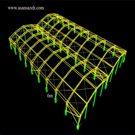 دانلود نقشه‌ها و محاسبات سوله خرپای قوسی با ستون بتنی طراحی سوله معدن