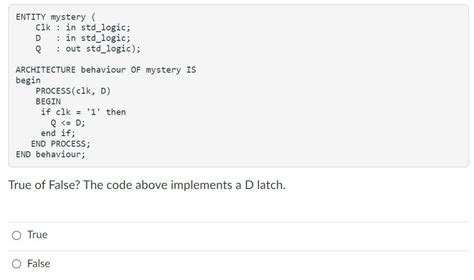 Solved Entity Mystery Cik In Stdlogic D In