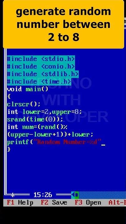 Generate Random Number Between 2 To 8 In C Part 133 C Programming Youtubeshorts Ytshorts