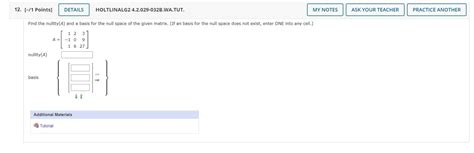 Solved Find The Nullity A And A Basis For The Null Space Chegg Com