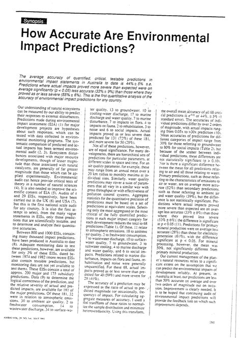 Pdf How Accurate Are Environmental Impact Predictions