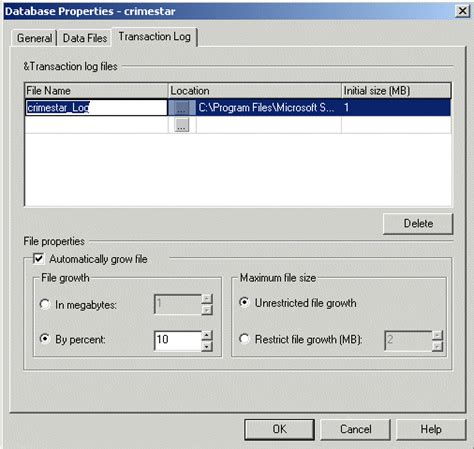 Creating The Crimestar Sql Enterprise Database
