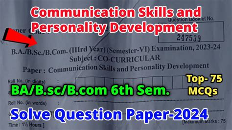 BA Th Semester Co Curricular Question Paper Co Curricular BA Bsc Bcom Th Semester Question