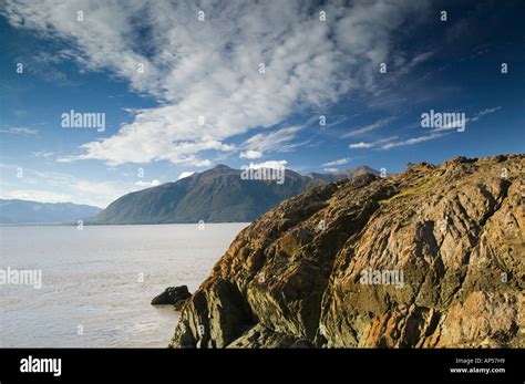 Usa Alaska Anchorage Area Beluga Point View Of The Turnagain Arm And Kenai Peninsula Stock