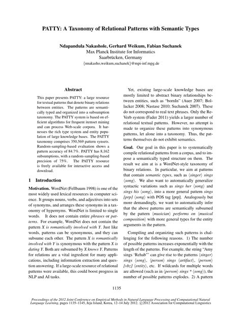 Patty A Taxonomy Of Relational Patterns With Semantic Types Docslib