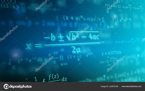 Mathematical Formulas Floating In Perspective Abstract Background With Math Equations Vector