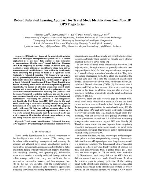 Pdf Robust Federated Learning Approach For Travel Mode Identification From Non Iid Gps