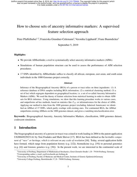 Pdf How To Choose Sets Of Ancestry Informative Markers A Supervised