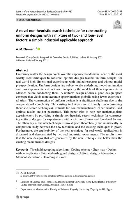 PDF A Novel Non Heuristic Search Technique For Constructing Uniform