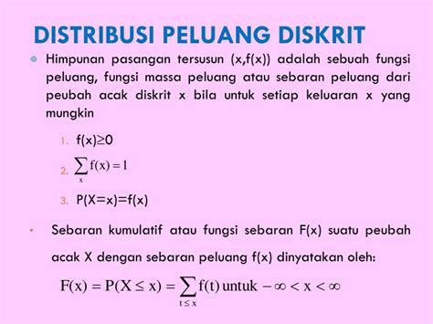 PPT Probabilitas Dan Statistika 5 Variabel Acak DAN FUNGSI DISTRIBUSI PELUANG ACAK DISKRIT