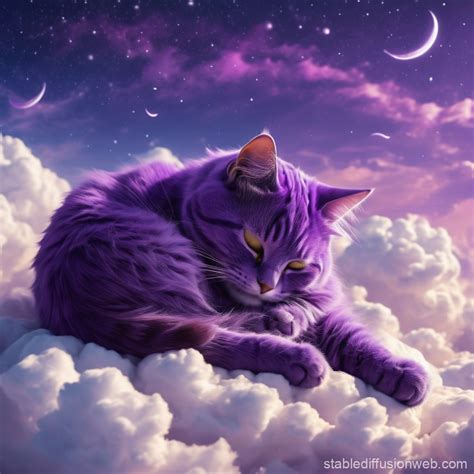 Purple Cat Napping In Sky Stable Diffusion Online