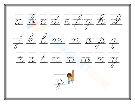 Cursive Lowercase Writing Chart Worksheet