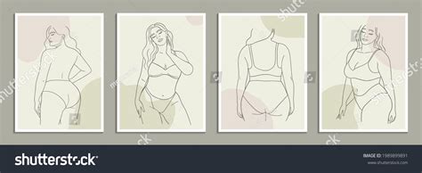 최소한의 여성 피규어를 가진 포스터 템플릿 스톡 벡터로열티 프리 1989899891 Shutterstock