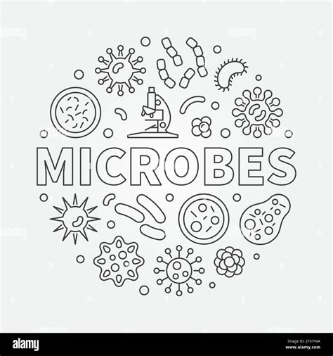 Microbes Round Illustration Vector Concept Circular Symbol Made With Different Microbe And