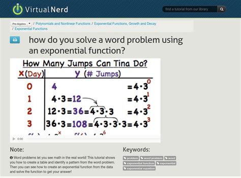 Virtual Nerd How Do You Solve A Word Problem Using An Exponential Function Instructional Video