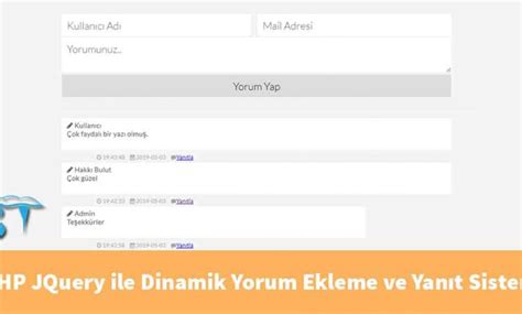PHP JQuery ile Dinamik Yorum Ekleme ve Yanıt Sistemi Bulut Tasarım