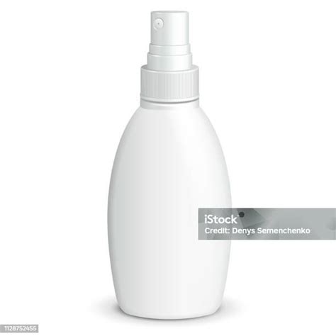 화장품 향수 탈취 청정 또는 의료 살 균 약품 플라스틱 병 화이트 스프레이 그림을 흰색 배경에 고립입니다 디자인에 대 한 준비 제품 포장 벡터 Eps10 건강관리와 의술에