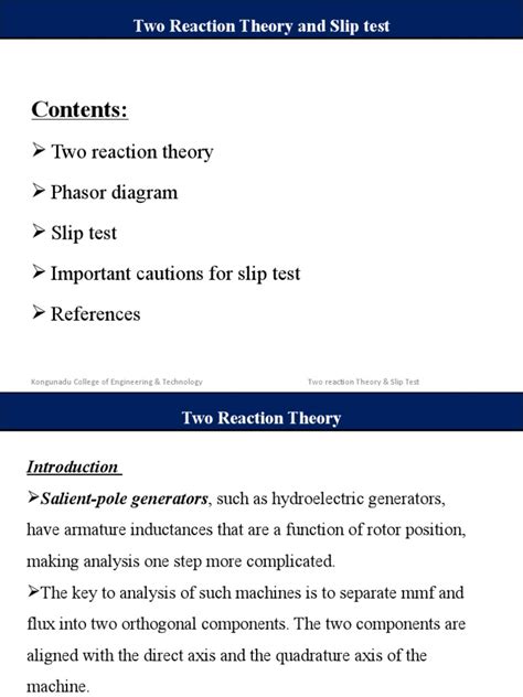 Two Reaction Theory And Slip Test Download Free Pdf Voltage