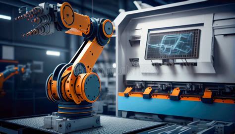 Robotic Arm In A Factory Generative Ai Stock Illustration Illustration Of Engineering Hand