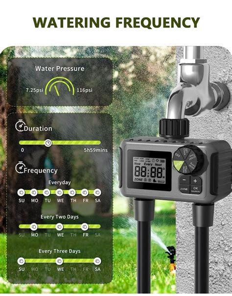 2 Zone Sprinkler Timer Outdoor Digital Water Timer 8 Bar Garden Hose Timer Programmable Water